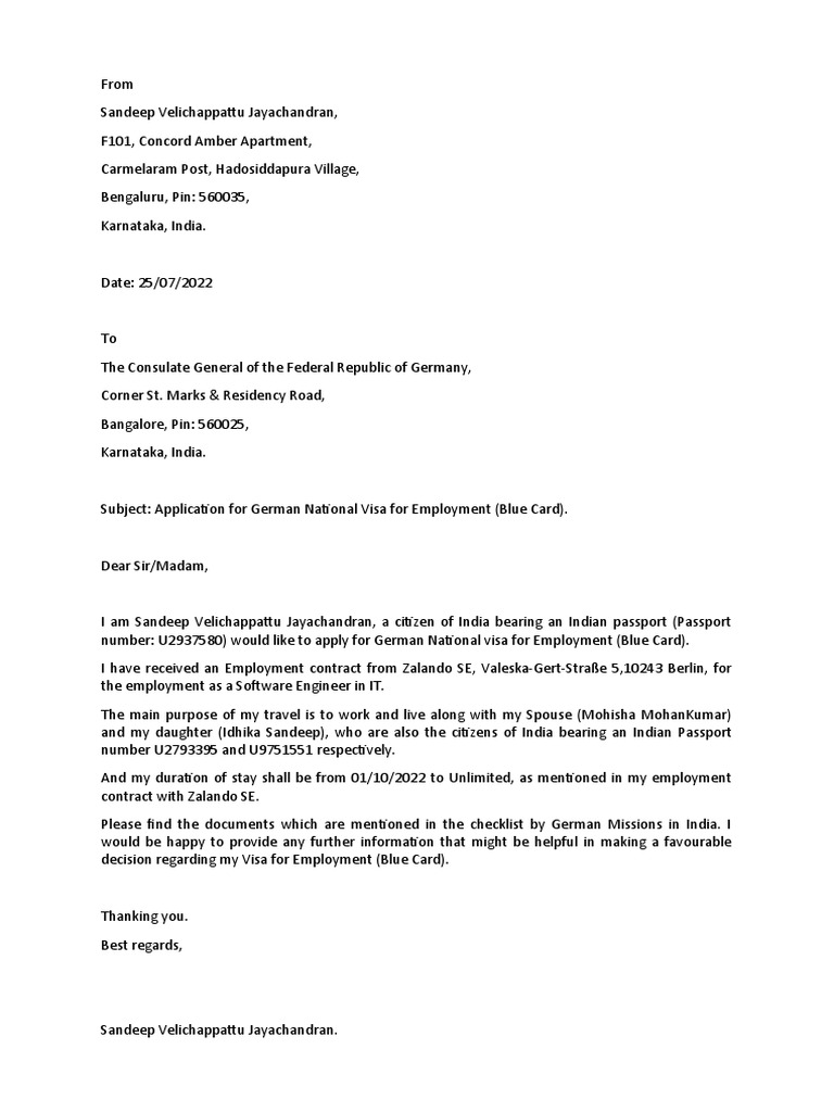 Cover Letter Sandeep | PDF