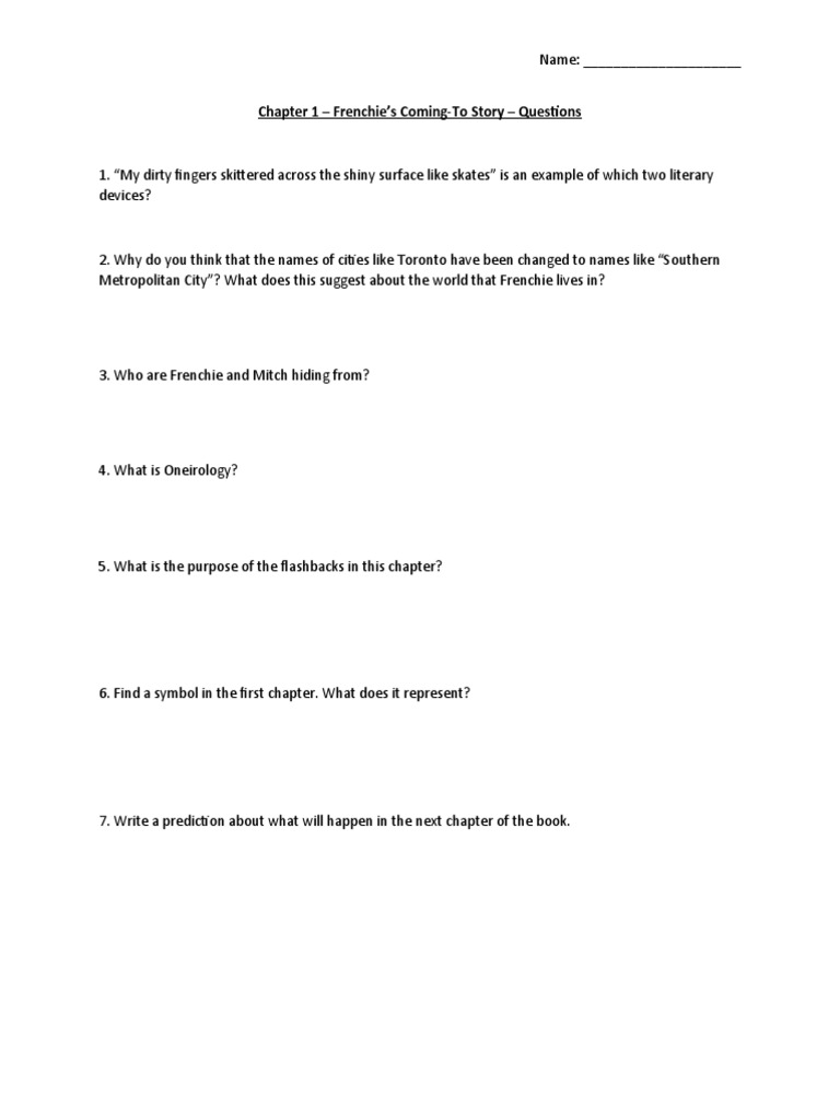 Chapter 1 - The Marrow Thieves Questions | PDF