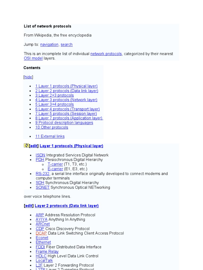 List of Network Protocols | PDF | Internet Protocols | Osi Model