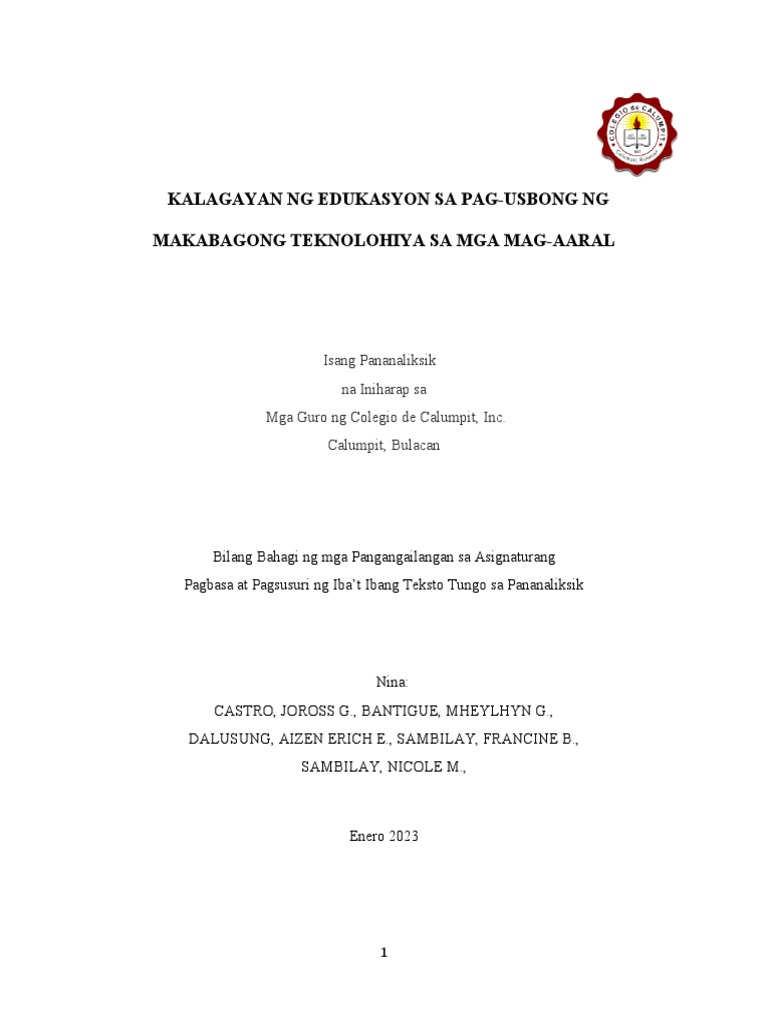 Kalagayan NG Edukasyon Sa Pag | PDF