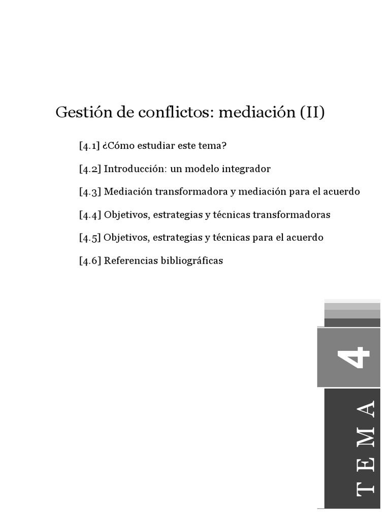 TEMA 4. GESTIÓN DE CONFLICTOS MEDIACIÓN (II) | PDF | Mediación | Negociación