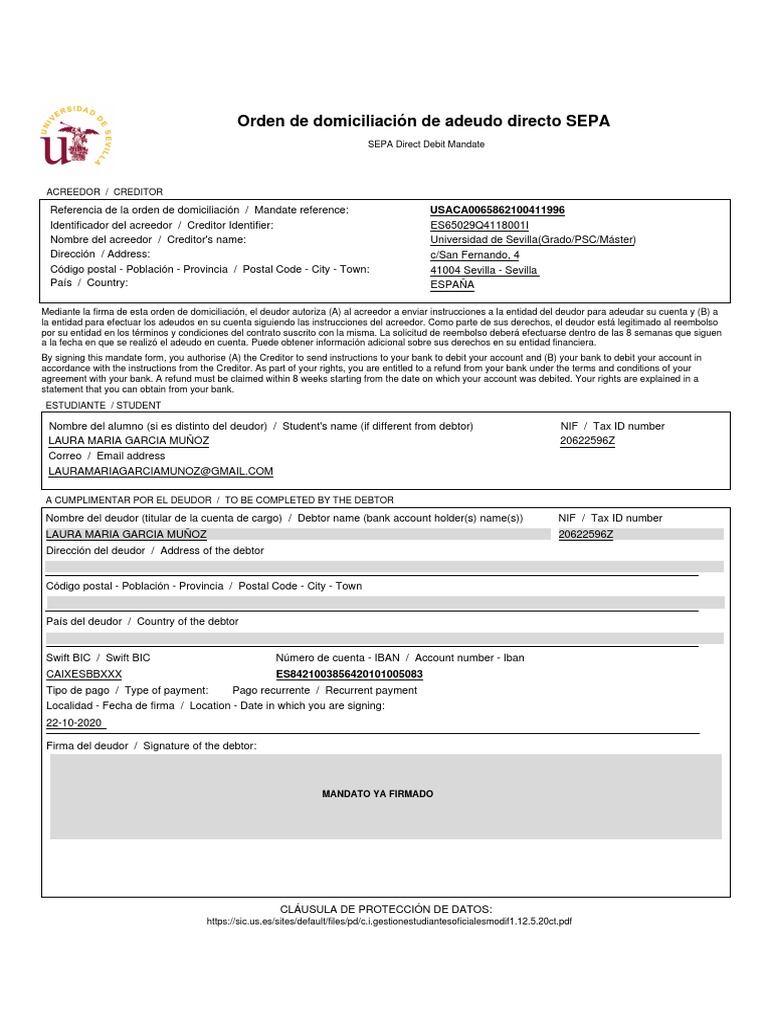 Mandato Sepa | PDF