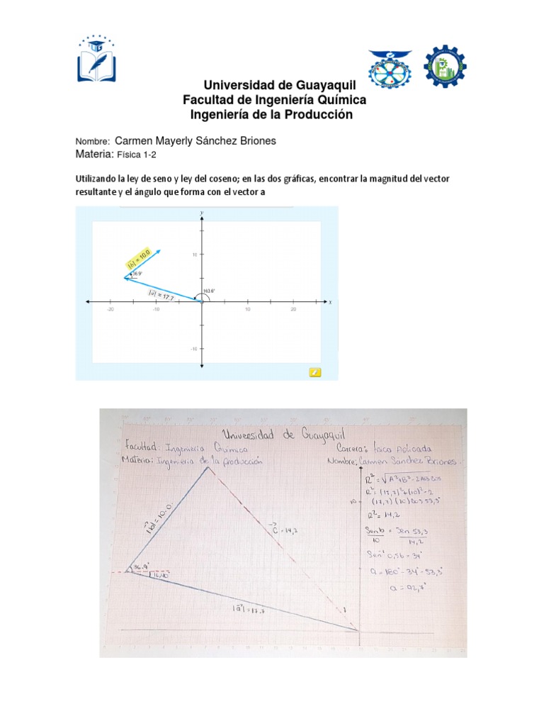 Deber Unidad # 1 - Vectores | PDF
