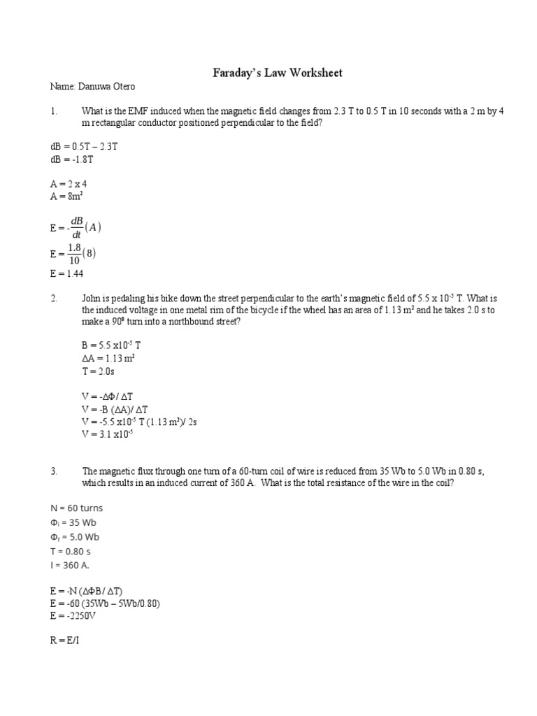 Faraday's Law Problem Set | PDF