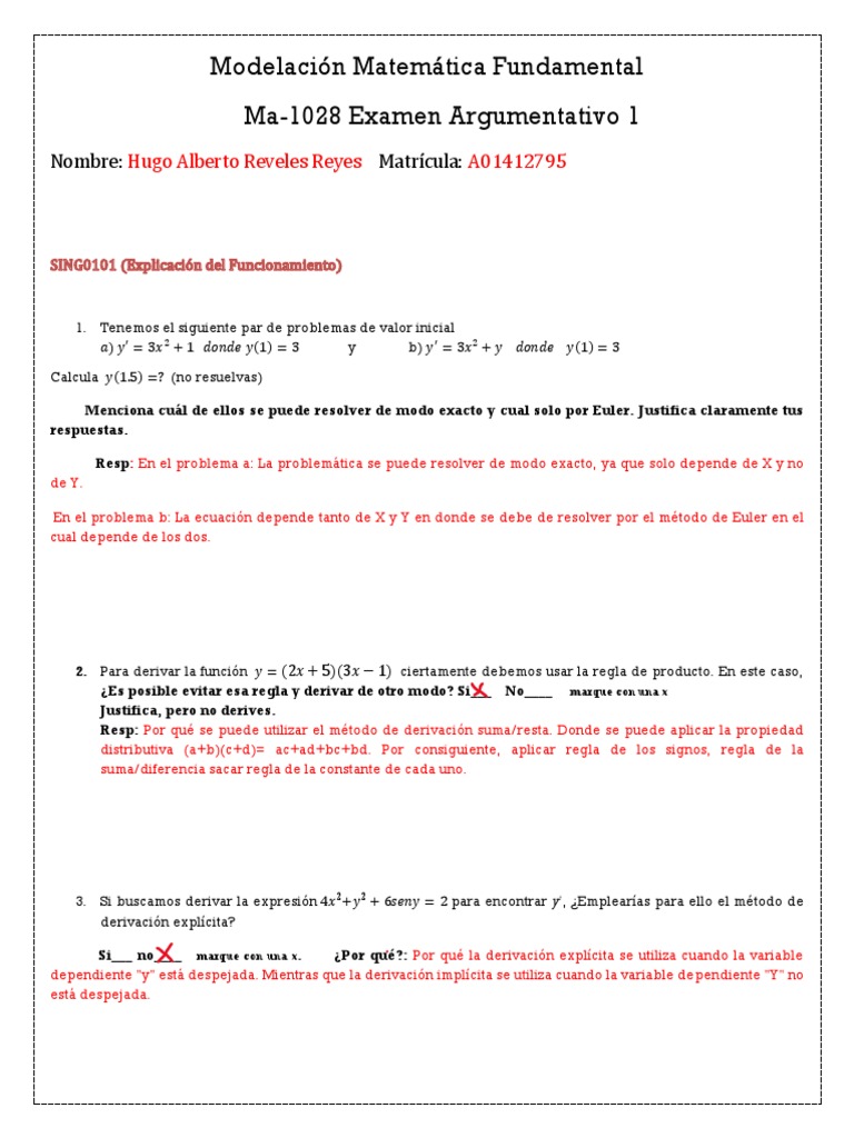Exa Argumentativo Inv 23 | PDF | Función (Matemáticas) | Sustracción