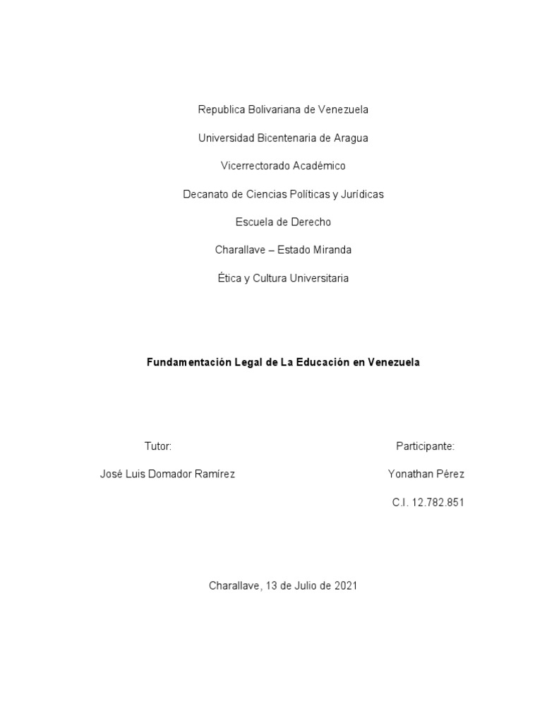 Fundamentación Legal de la Educación Venezolana | PDF | Democracia ...