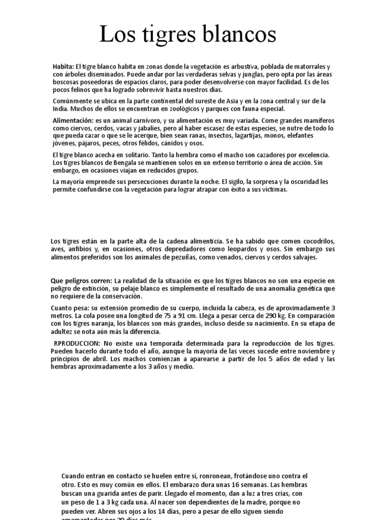 Los Tigres Blancos Español | PDF | Tigre | Organismos