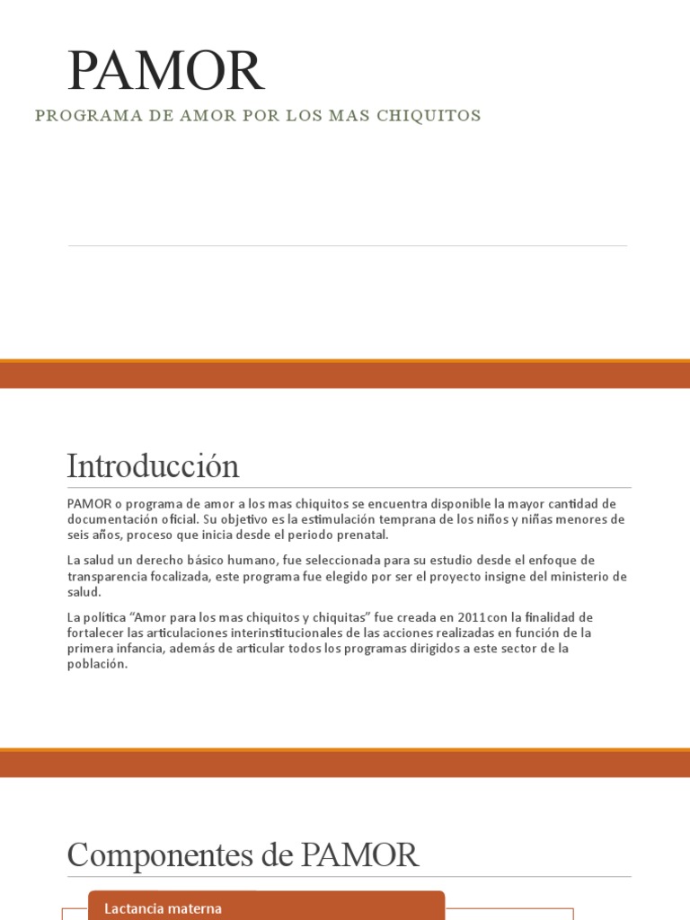 Programa PAMOR: Amor a la Infancia | PDF | Salud y bienestar