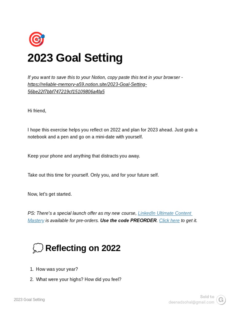 2023 Goal Setting | PDF