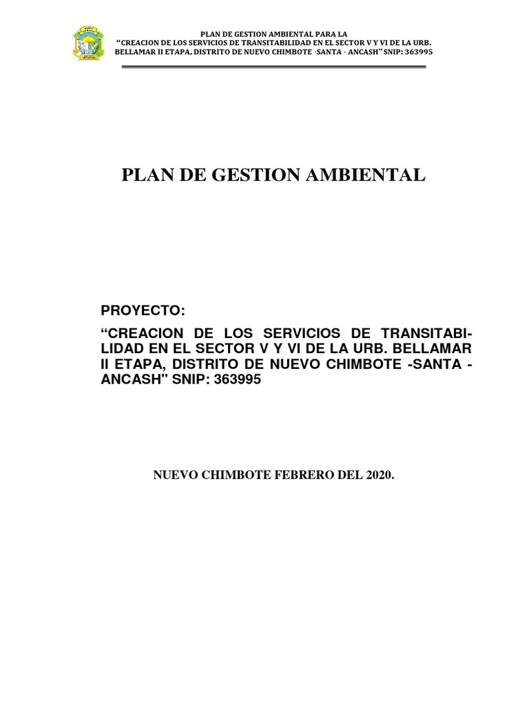 Plan de Gestion Ambiental Obra Bellamar | PDF | Temblores | Entorno natural