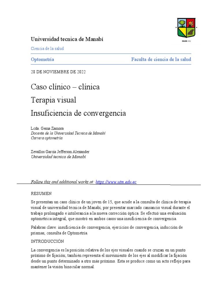 TECHNICAL UNIVERSITY OF MANABI OPTOMETRY caso clinico | PDF ...