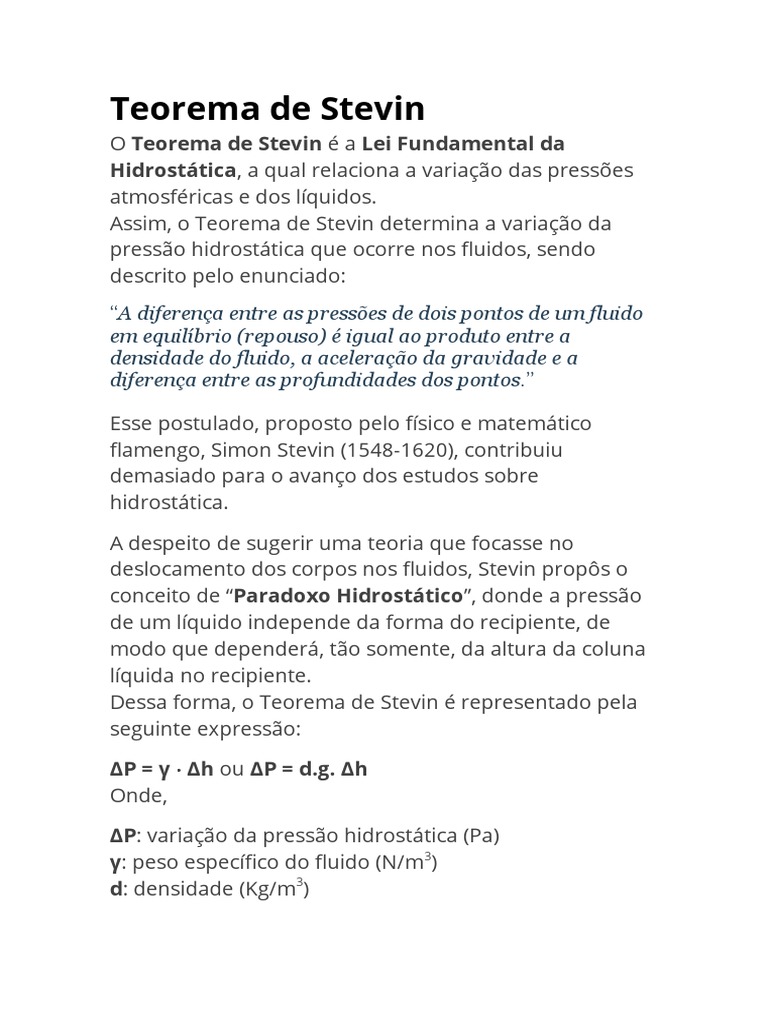 Teorema de Stevin | PDF