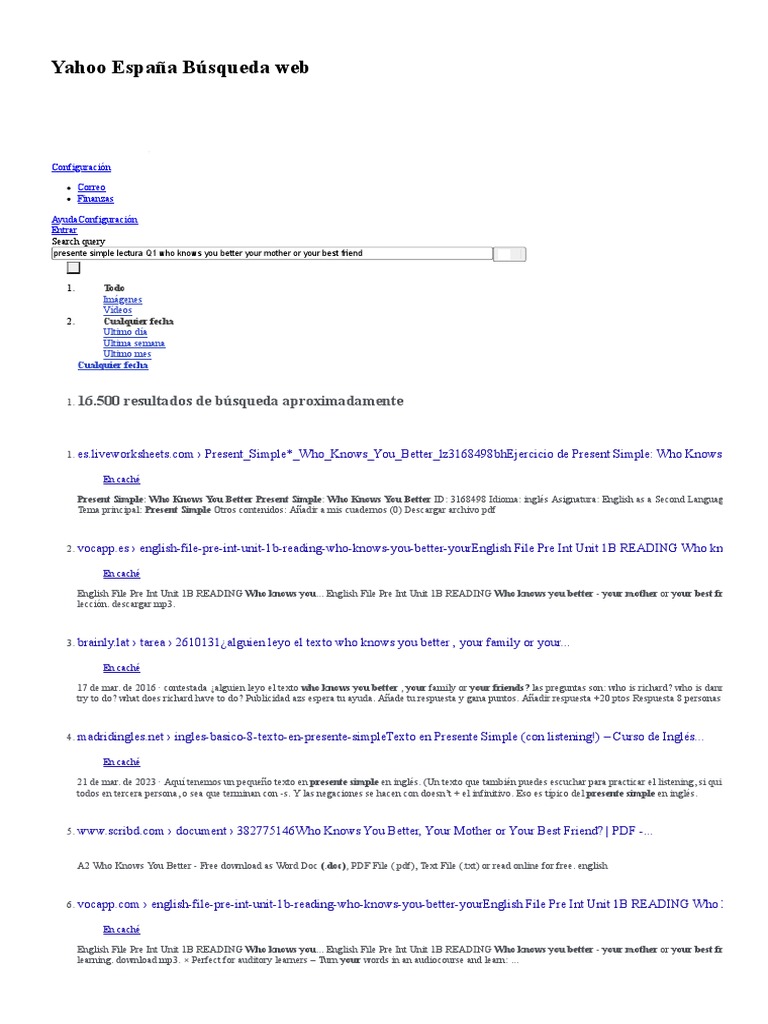 Presente Simple Lectura Q1 Who Knows You Better Your Mother or Your ...