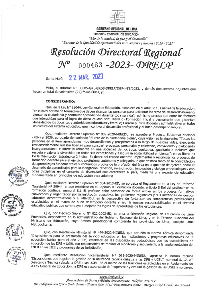 RDR #000463-2023-DRELP-plan de Acompañamiento Al Docente | PDF