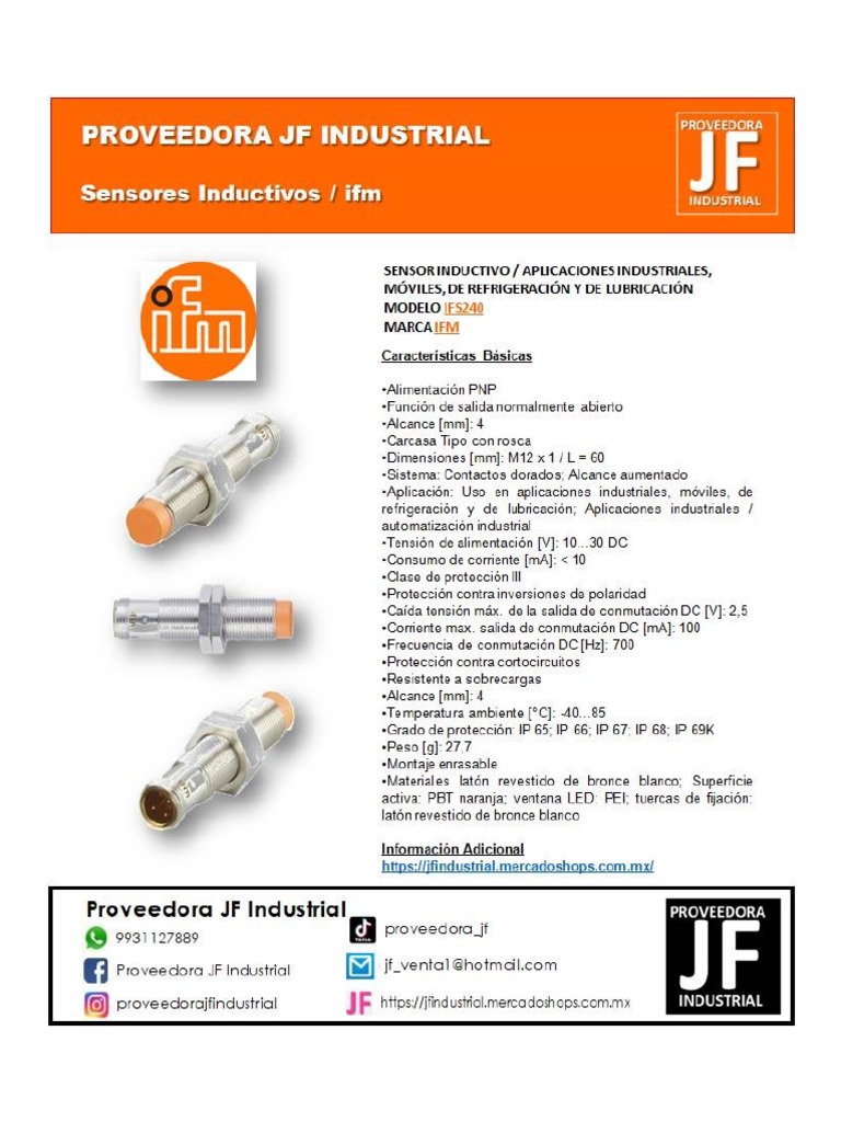 Sensor Inductivo Ifm Ifs240 | PDF