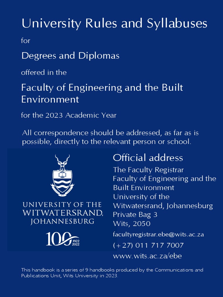 2023 Engineering and The Built Environment Rules and Syllabuses - Final ...