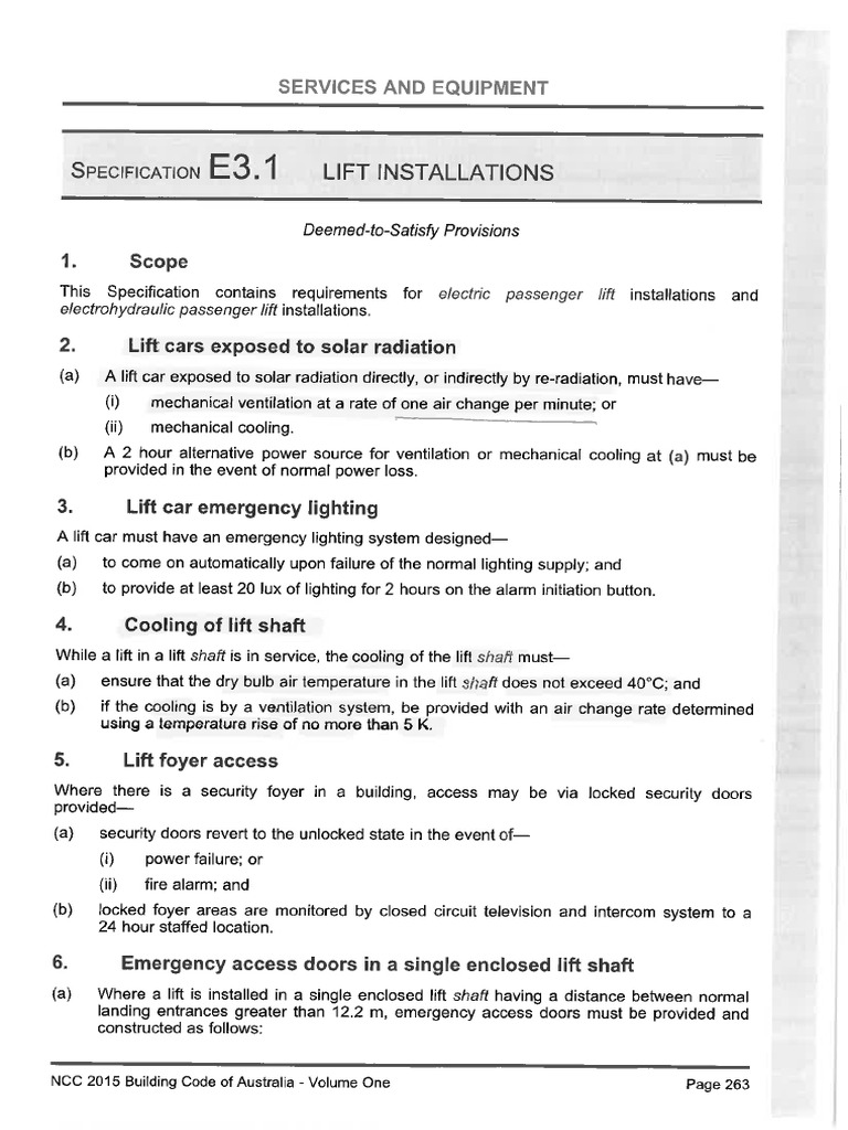 BCA E3.1 Lift Installations | PDF
