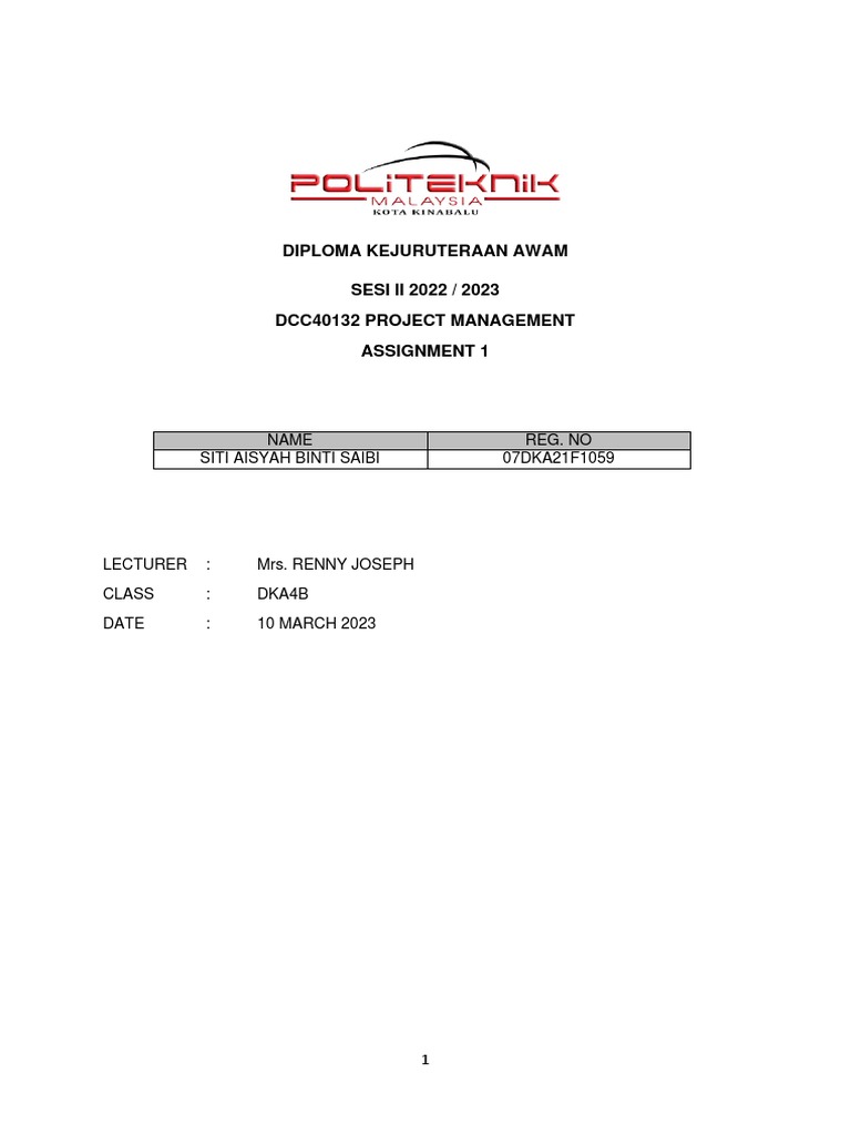 07dka21f1059 - Siti Aisyah Saibi | PDF | Risk Management | Project Management