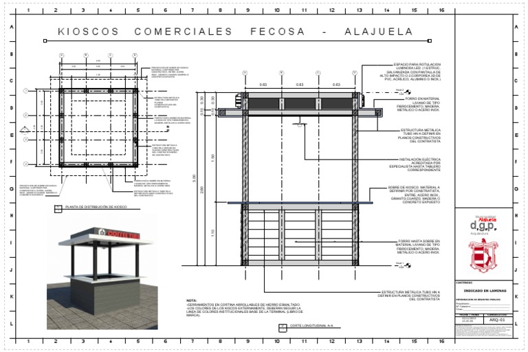 Medidas y Planos de Kioscos Metálicos | PDF | Materiales