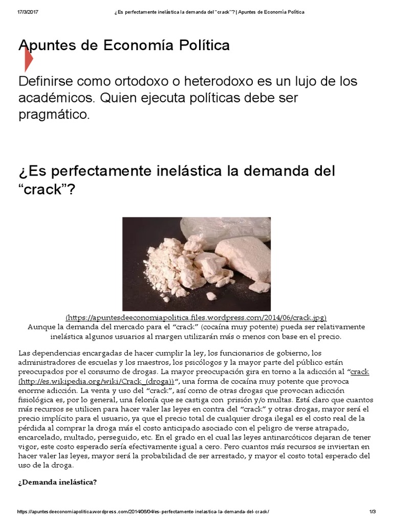 ¿Es Perfectamente Inelástica La Demanda Del "Crack" - Apuntes de ...