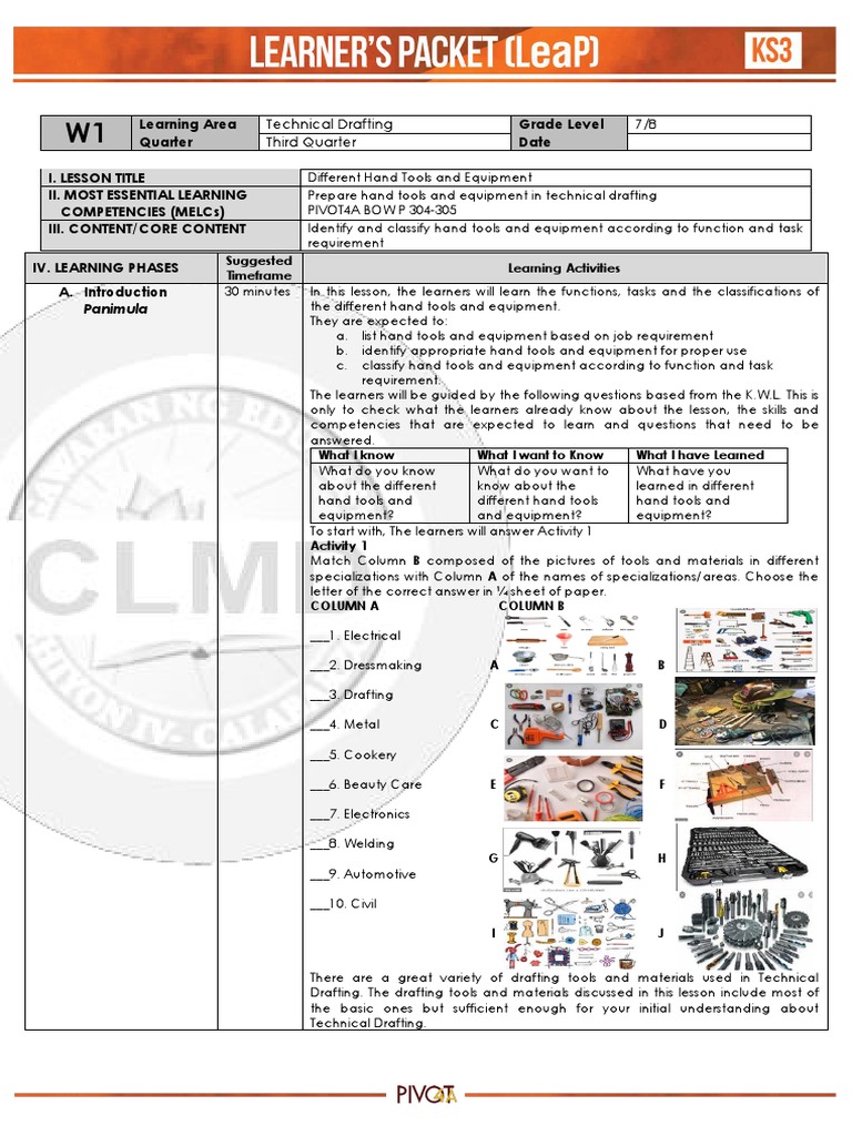Hand Tools in Technical Drafting | PDF