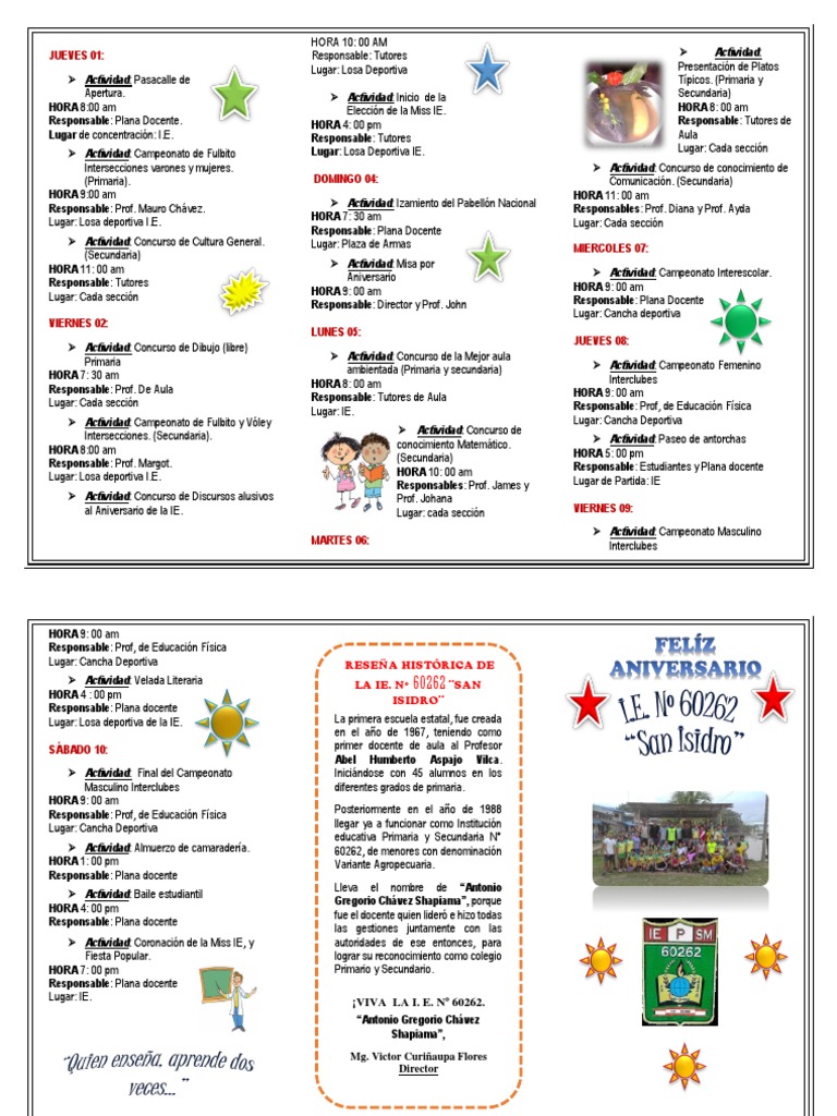 TRIPTICO COLEGIO San ISIDRO | PDF