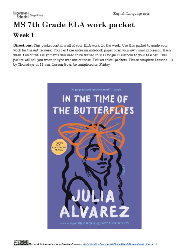 GR 7 ELA Week 1 TOTB Student Work Packet | PDF | Linguistics ...