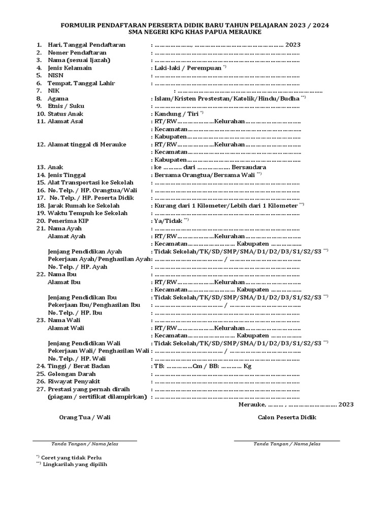 Formulir PPDB 23-24 Revisi | PDF