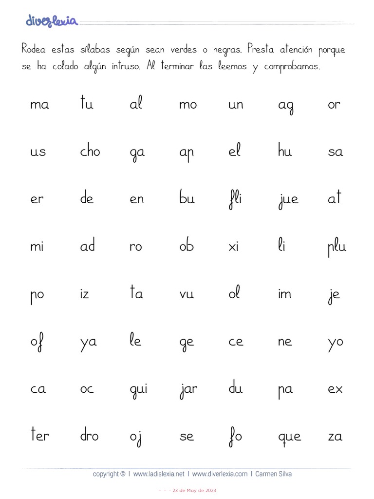 Estructuras Silabicas Material | PDF