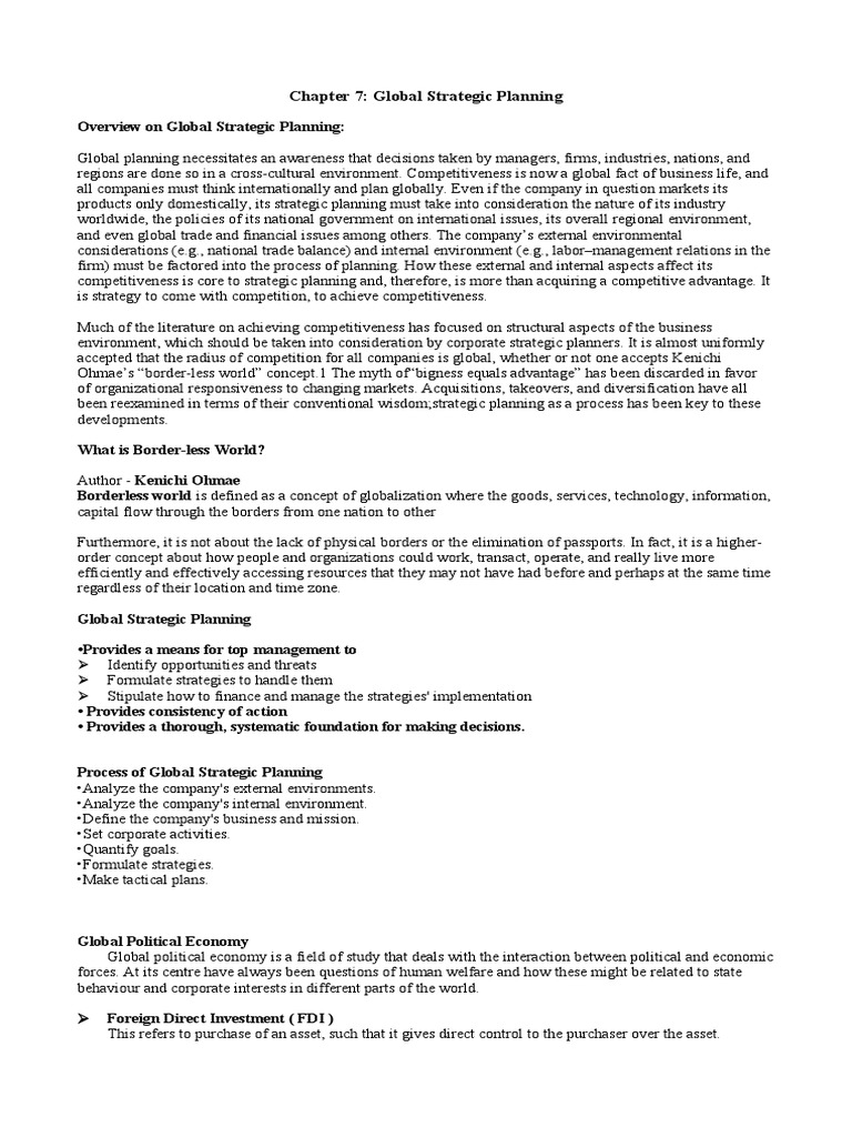 Global Strategic Planning | PDF