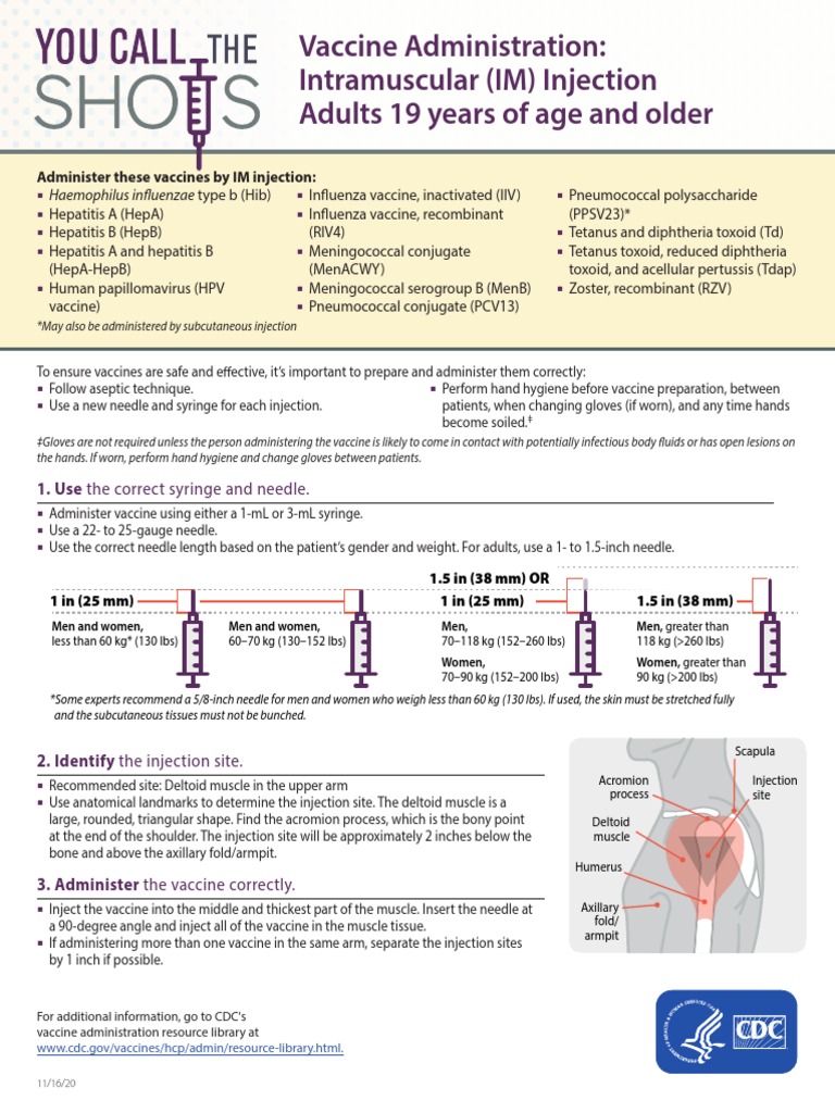 IM Injection Adult | PDF | Injection (Medicine) | Vaccines