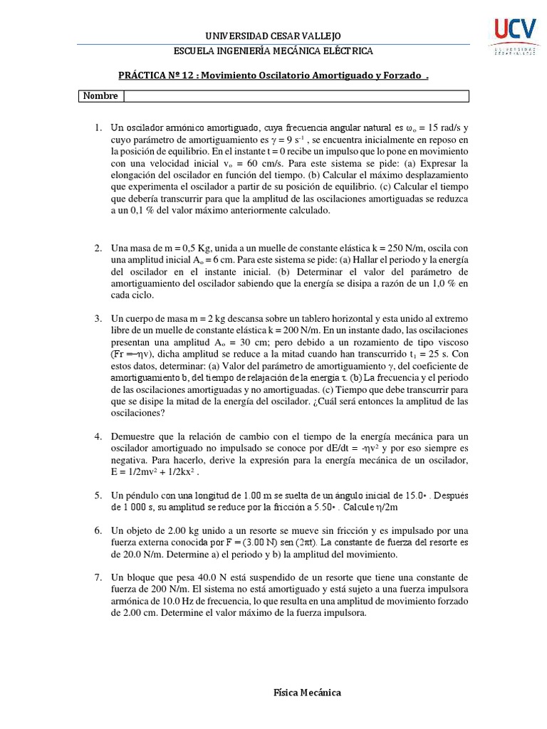 Prac 12 | PDF | Oscilación | Metrología
