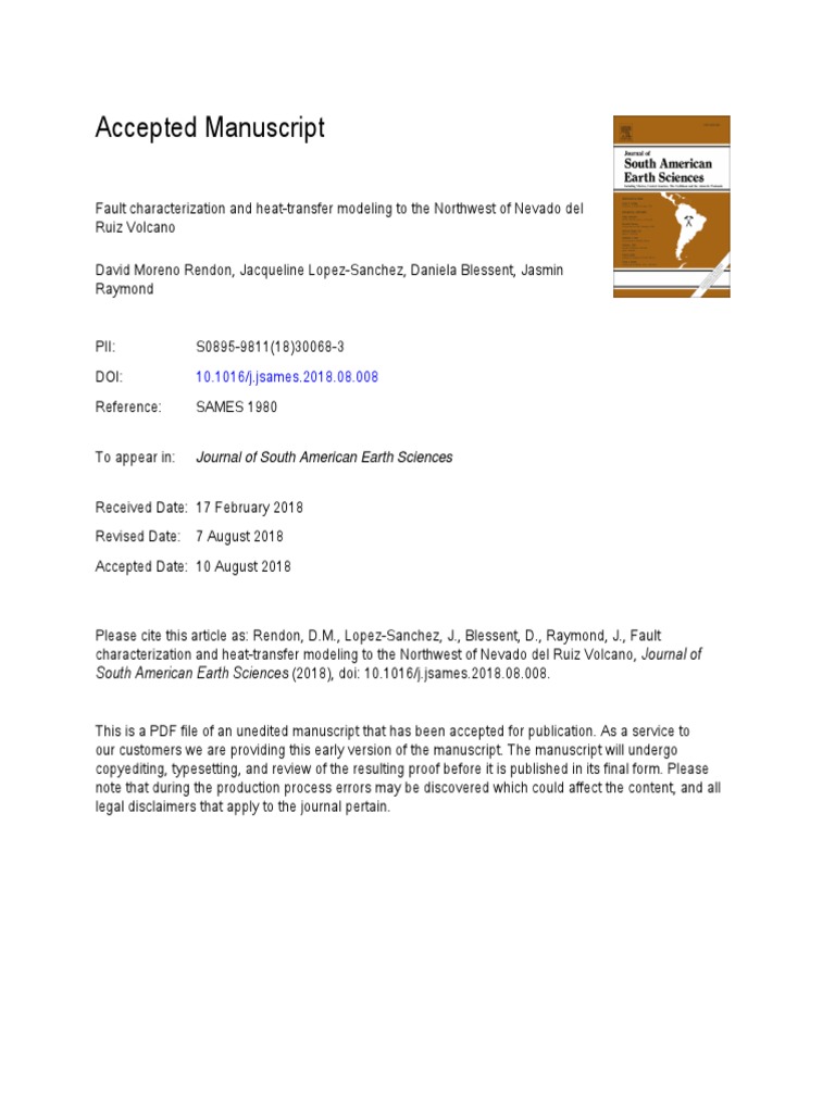 Fault Characterization And Heat Transfer Modeling To The Northwest Of Nevado Del Ruiz Volcano Pdf