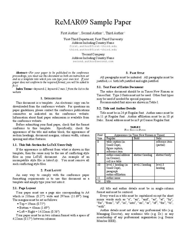 LaTeX Paper Formatting Guidelines | PDF