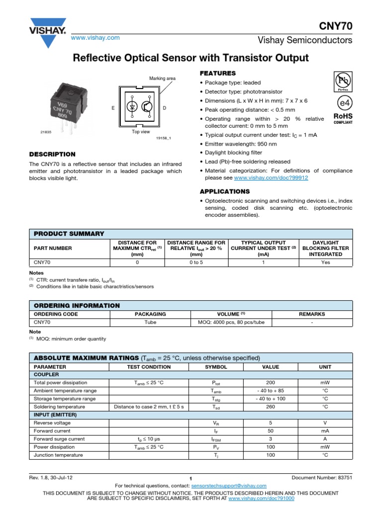Cny70 Datasheet | PDF