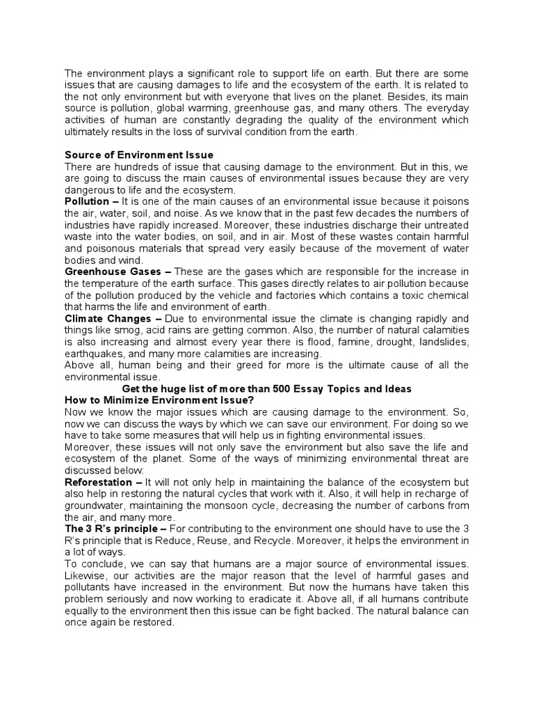 CNTH Essay | PDF | Natural Environment | Waste