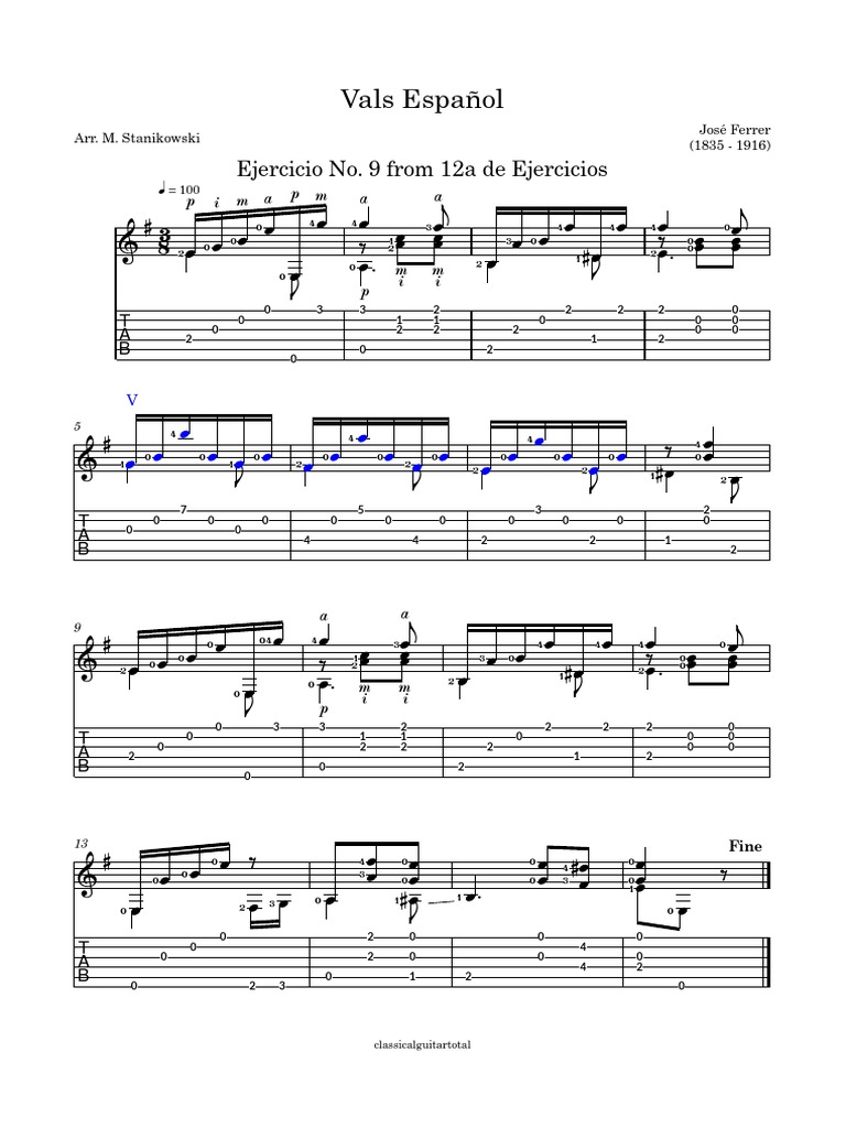 Vals Espanol Scores TAB | PDF