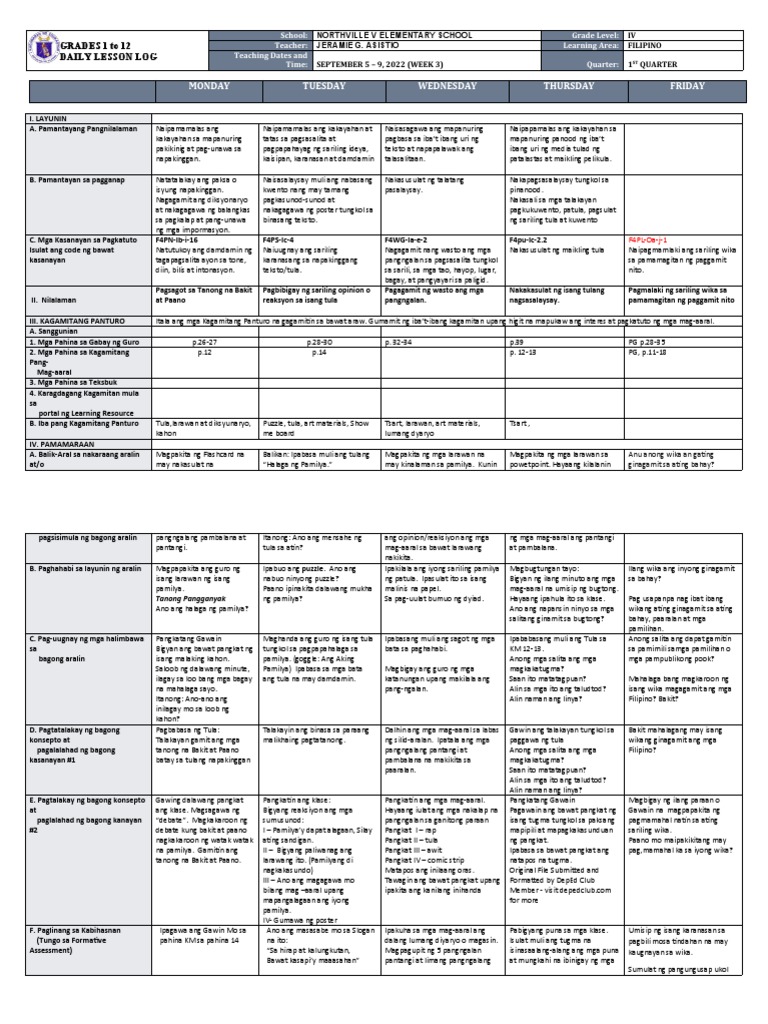 DLL Filipino-4 Q1 W3 | PDF