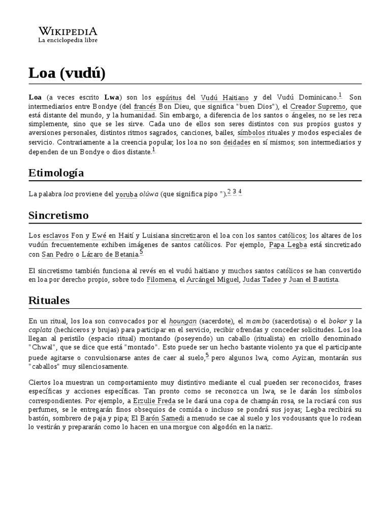 Loa (Vudú) | PDF | Cultura de la diáspora africana | Religión étnica