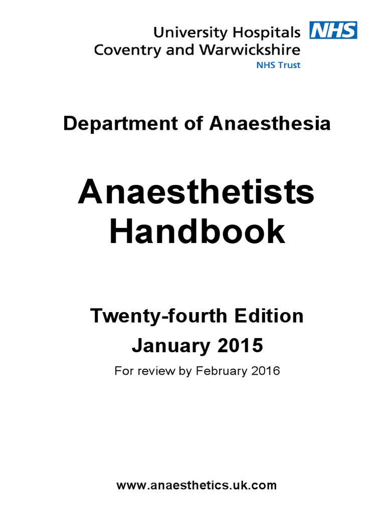 Anaesthetists Handbook | PDF | Cardiopulmonary Resuscitation | Anesthesia