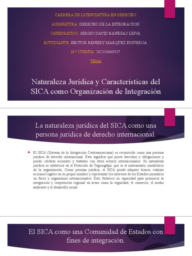 Naturaleza Jurídica del SICA en Centroamérica | PDF