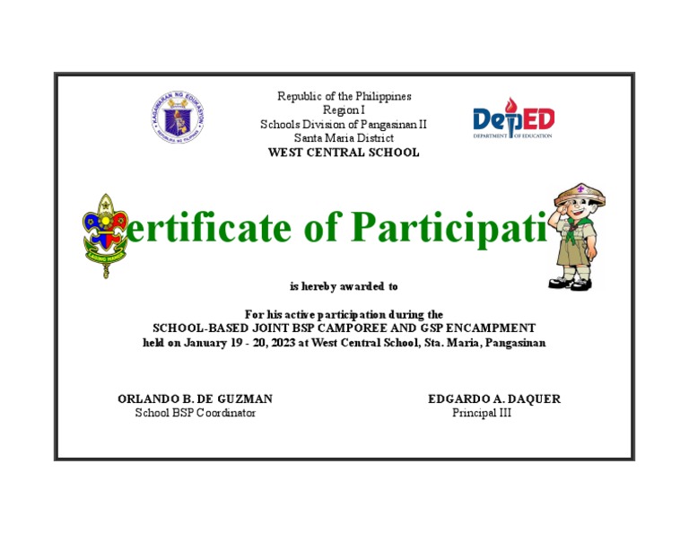 BSP Certificate of Participation | PDF