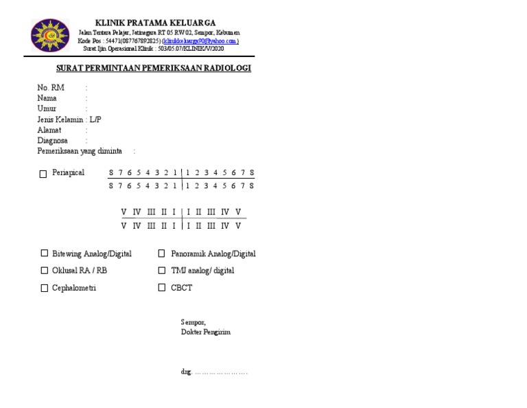Surat Pemeriksaan Radiologi | PDF