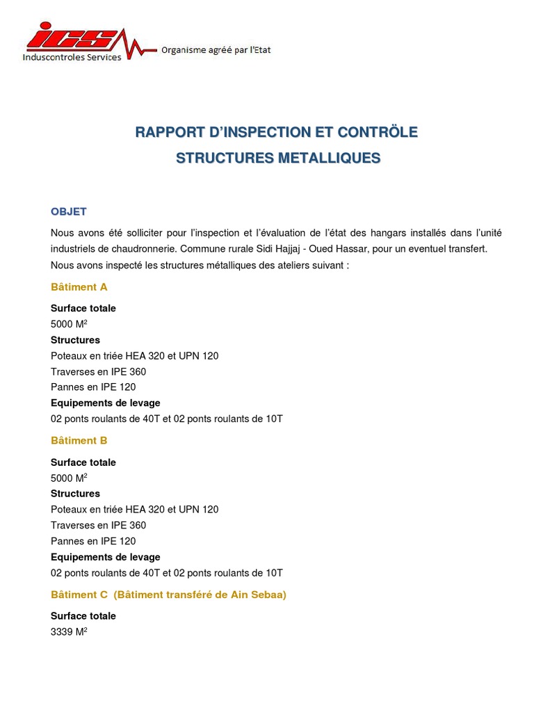 Rapport Structures Metalliques | PDF | Génie du bâtiment | Ingénierie civile