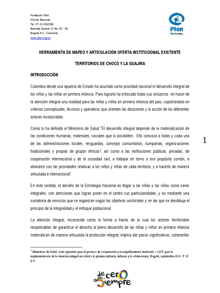 1 Herramienta de Mapeo y Articulación de Oferta Institucional Existente | PDF | Colombia ...