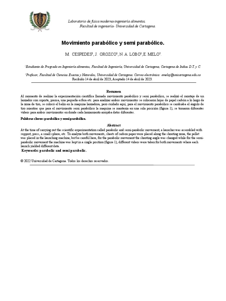 Movimiento Parabólico y Semi-Parabólico | PDF | Gravedad | Mecánica