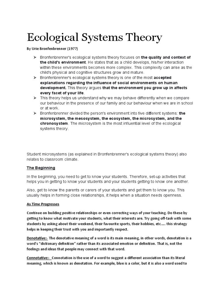 Ecological Systems in Education | PDF | Ecology | Attention Deficit ...