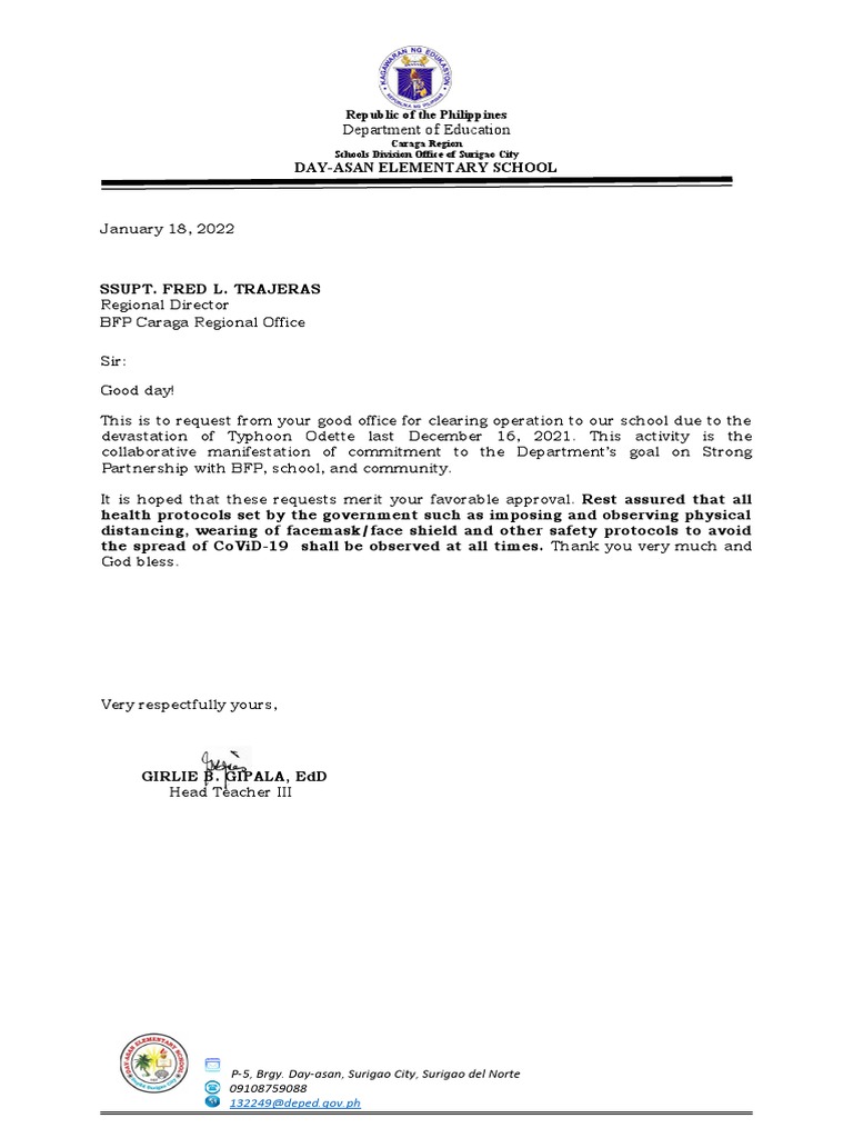 Letter-BFP 2022 Request For Clearing | PDF