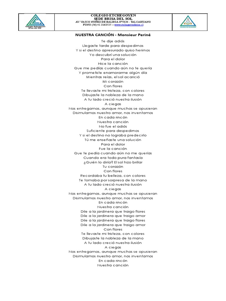 NUESTRA CANCIÓN - Monsieur Periné | PDF