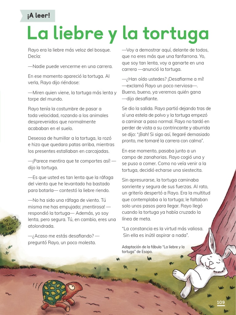 Fábula La Liebre y La Tortuga | PDF